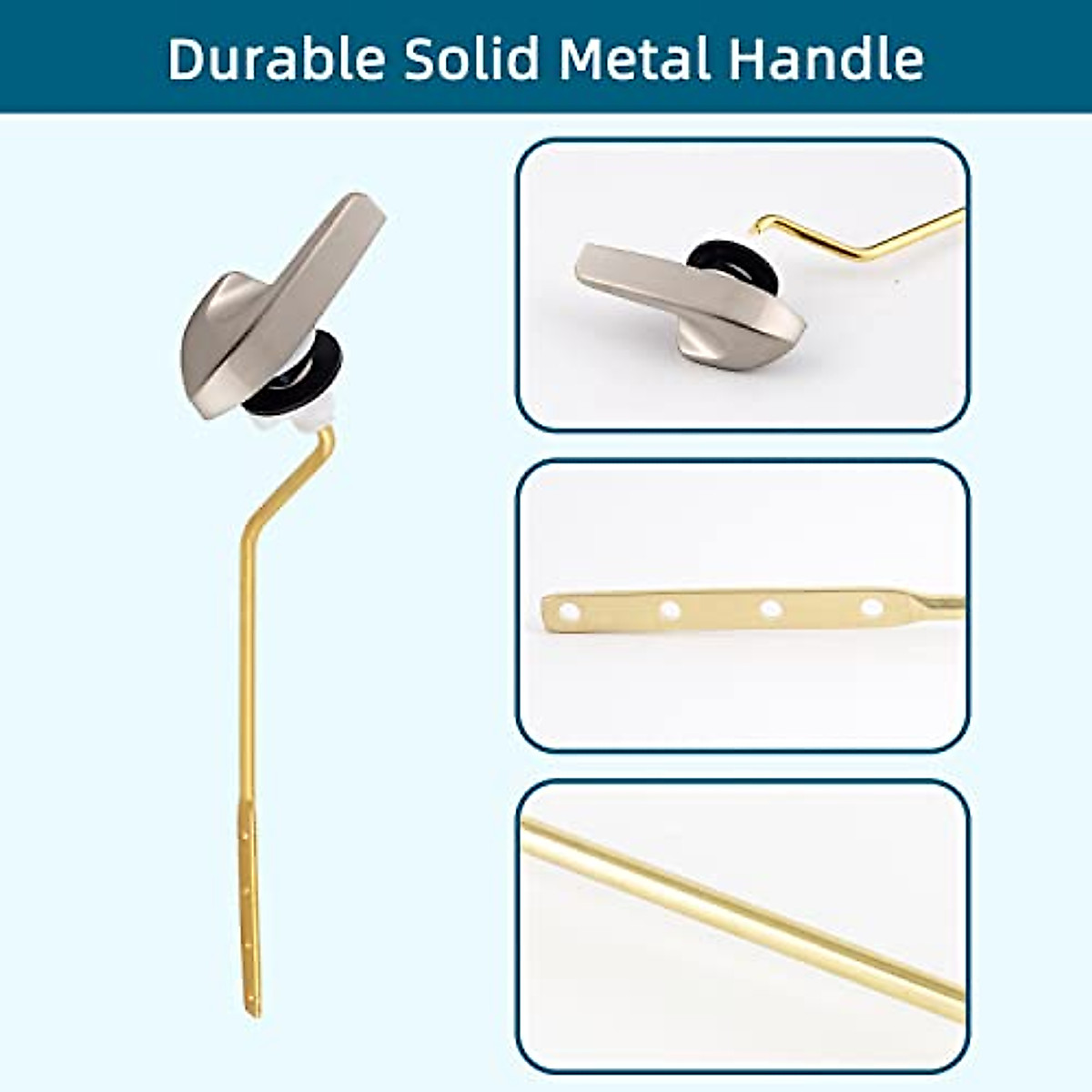 Hygie Rinse Side Mount Toilet Flusher Replacement Kit Toilet Handle Compatible with Kohler K-GP30324-CP/Kohler 87115-CP/TOTO/Mansfield, Universal Toilet Tank Parts, Brushed Nickel