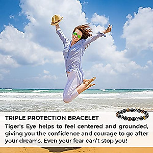 Triple Protection Bracelet - For Protection - Bring Luck And Prosperity - Hematite - Black Obsidian - Tiger Eye - Stone Bracelet