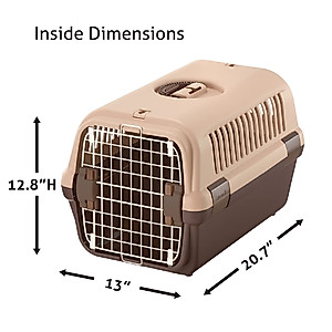Richell Pet Travel Carrier Size Medium in Brown, Travel Carrier or Crate for Dogs and Cats up to 17.6 lbs.