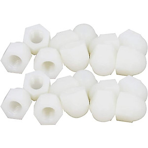 M12 Nylon Acorn Cap Nuts, White, 25Pcs-Pack