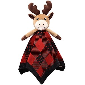 Eunikroko Moose Baby Lovey for Babies Animal Security Blanket Unisex Baby Snuggly Buffalo Plaid Animal Face Soft Bedding Plush Kids Baby Lumberjack Nursery Baby Shower Blanket Gift Ideas