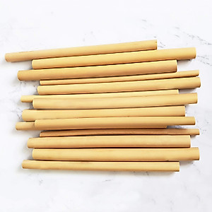 Rainforest Bowls Set of 4 Reusable Boba Bamboo Straws - 8 Inch - Perfect for Milkshake, Milk Teas, Juice, Smoothies - 100% Natural, Hand Carved by Artisans, Eco-Friendly & Sustainable