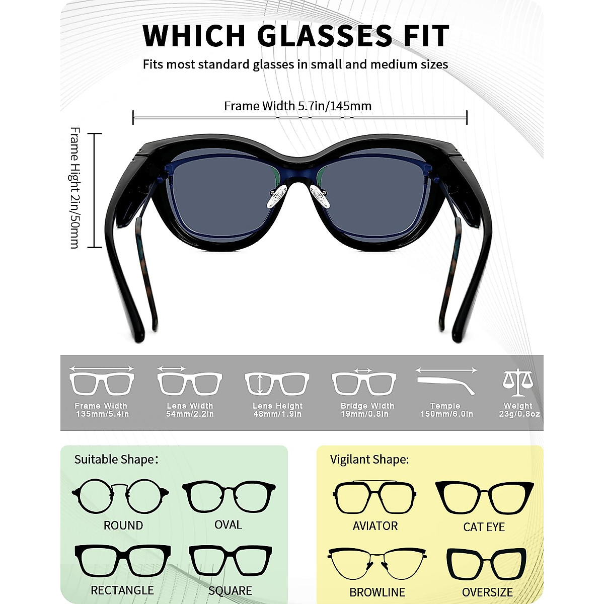 Meeloog Polarized Sunglasses Fit Over Glasses For Women, Trendy Round Sun Glasses Lightweight Wrap Around Shades MST0080 (P1 Tortoise Frame/Grey Lens)