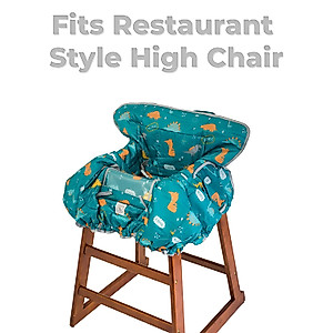 Lumiere Baby Shopping Cart Cover for Baby and Toddler - 2-in-1 High Chair Cover | 360 Full Protection, Patented Roll-in Style Pouch, Universal Fit, Machine Washable Great Gift Ideas for Mom (Dinosaur)