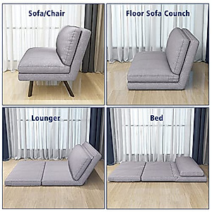 VANCIKI Convertible Sofa Bed Twin Living Room Couch Futon Chair Adjustable Backrest Foldable Floor Sleeper for Small Room, Apartment, Guest Room, Gray