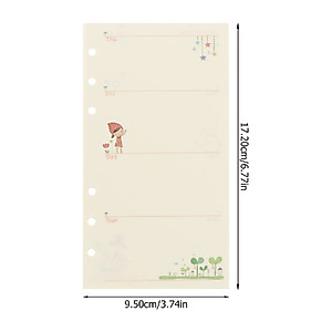 6 Ring Binder Paper, Loose Leaf Paper Colorful Monthly Weekly Daily Planner Page Writing Papers Filler Page for A6 Binder Refillable Journals Notebooks Supplies