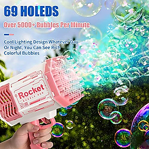 Bazooka Bubble Blaster Gun with 2 Batteries,Rocket Bubble Machine Blower,Birthday Gift for Girls Kids,Bubble Maker Toys for Party Wedding(Pink)