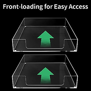 2 Pack Paper Tray Acrylic Desk Organizer Letter Trays Desk Tray Document Tray File Holder Tray Plastic Inbox Tray for Acrylic Desk Accessories-Magazines-Notebooks-Folders-Stationery,Clear Supports