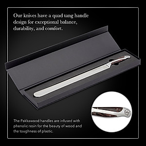 Hammer Stahl 14 Inch Brisket Knife | German Forged High Carbon Carving Knife | Stainless Steel Meat Knife | Brisket Slicing Knife with Ergonomic Quad-Tang Pakkawood Handle & Gift Box