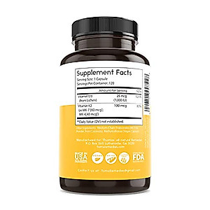 Thomas' all-natural Remedies D3 + K2 with MCT Oil for Better Absorption - 1000 IU D3 - Vegan - Made in USA - Support for Your Heart, Bones & Teeth - Non-GMO - 120ct