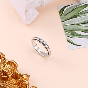 Ladytree Christian S925 Sterling Silver Spinner Ring for Anxiety Inspirational Ring Fidget Worry Relieving Boredom ADHD Autism Band for Women Size 6