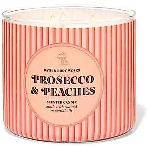 Bath & Body Works, White Barn 3-Wick Candle w/Essential Oils - 14.5 oz - 2022 Spring Scents! (Prosecco Peaches)