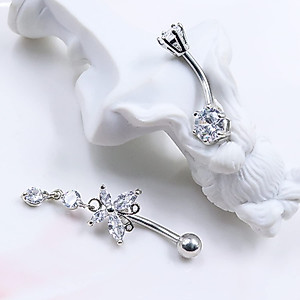 CHARM ONLINE Belly Button Rings Dangle Sexy Navel Body Surgical Steel Piercing Jewelry for Women