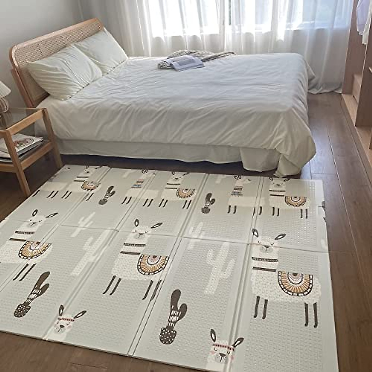 Baby Play Mat Palymat Foldable LXIAOY Extra Large Crawling Pad Reversible Portable for Outdoor and Travel (Gray)