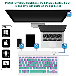 UX030 Lightweight Ergonomic Keyboard with Background RGB Light, Multi Device Slim Rechargeable Keyboard Bluetooth 5.1 and 2.4GHz Stable Connection Keyboard Compatible with Microsoft Surface Duo 2