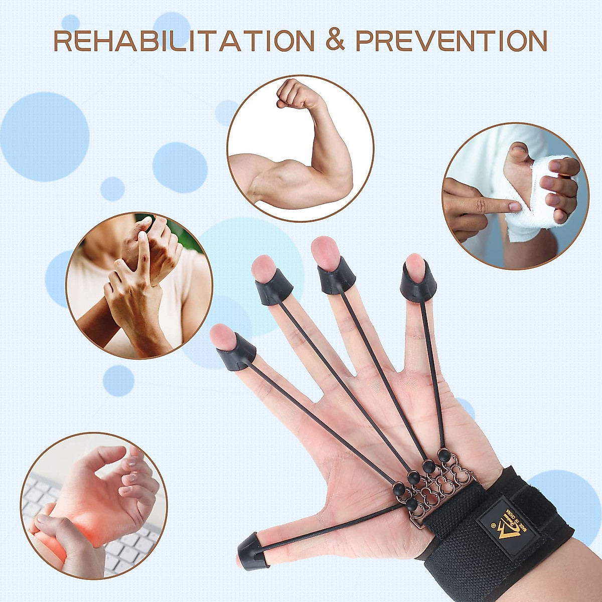 Finger Strengthener Stroke Recovery Physical Therapy Equipment Stretcher Hand Strengthener Hand Workout Extension Exerciser Hand Grip Trainer (Enhanced Kit - Black)