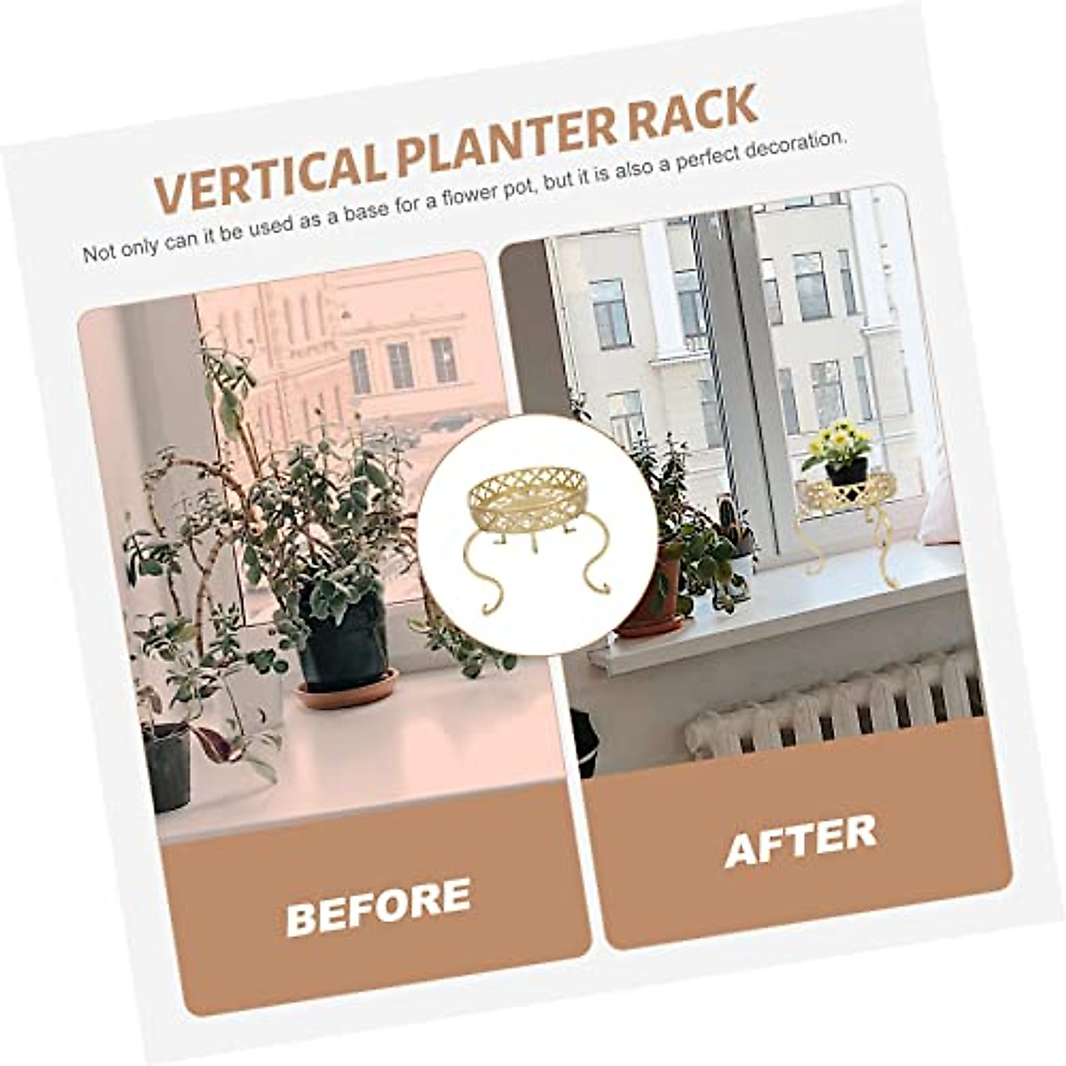 Yardwe Steel Heavy Trivet Art Stands Storage Outdoor Flowerpot Pot Bonsai Retro Flower Gold Metal Pots Shelf and Inch Base Supports Garden Round X Iron Containers Support Golden Planter