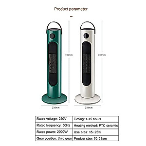Outdoor Garden Heater Household Tower Heater Ceramic Heating Hot Air Electric Heater Fan Blower Winter Warmer Machine Radiator Bedroom 2000W Patio Heater (Color : Grey)
