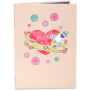 Paper Love Pop Up Valentines Card, 3D Love Galaxy - 5" x 7" Cover - Includes Envelope and Note Card