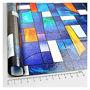 BDF 3ABST Window Film Abstract Stained Glass (36" X 59 1/2" (2 Continuous Patterns))