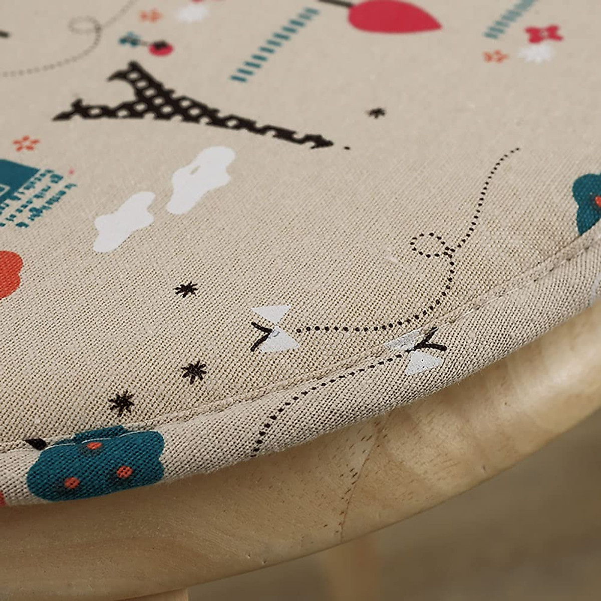 Aifurnkz Round Stool Cushions Breathable Cotton and Linen Fabric Seat Cushion Non Slip Small Stool Chair Pads with Ties Chair Cushion-K Diameter:34cm(13inch) (d5vcr-011)