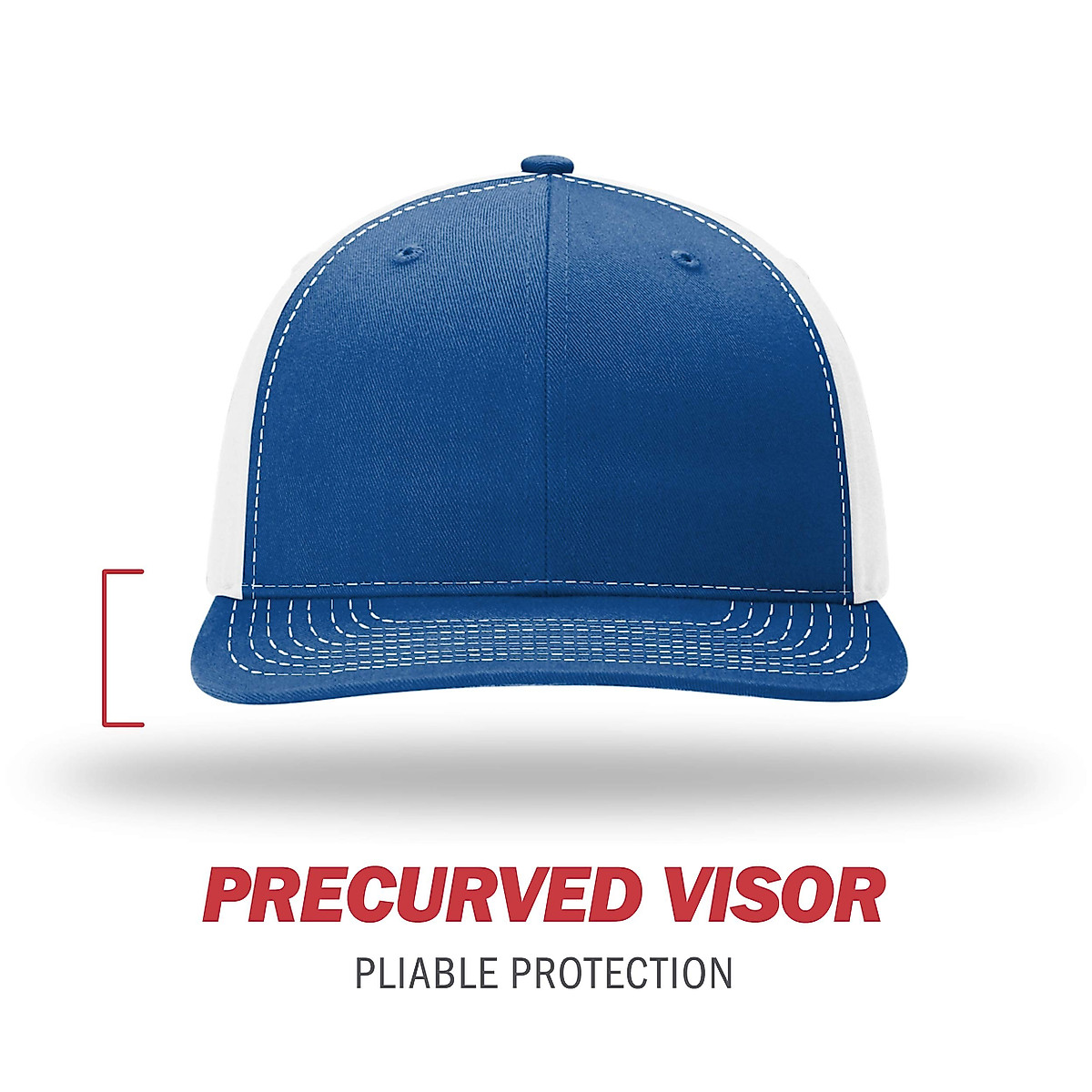 Richardson Unisex 312 Twill-Back Trucker Adjustable Backstrap Baseball Cap, Split Royal/White, One Size Fits Most