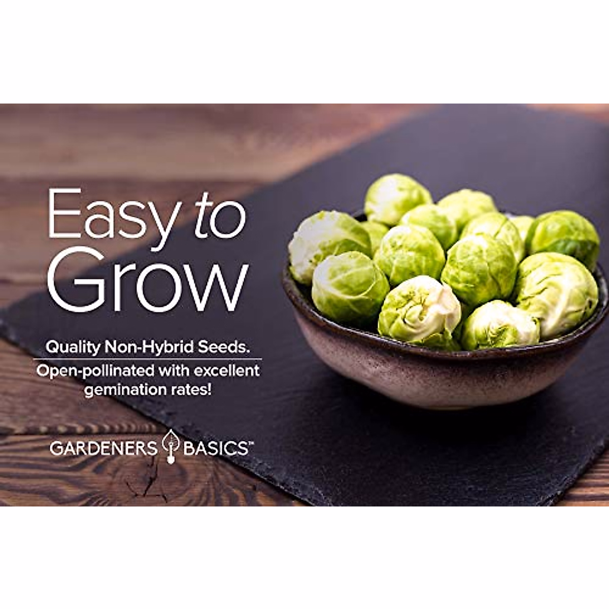 Brussels Sprouts Seeds for Planting - Long Island Improved Heirloom, Non-GMO Vegetable Variety- 800 mg Approx 225 Seeds Great for Summer, Fall, and Winter Gardens by Gardeners Basics