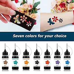 Temporary Body Art Painting Kit Temporary Tattoo Paste Natural Color Temp Tattoos Semi Permanent Freehand Gel(Plant Based) DIY Fake Freckles 60Pcs Small Tattoo Stencils Full Kit 2 Bottles(Brown)