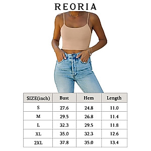 REORIA Women's Summer Sexy Sleeveless Adjustable Spaghetti Strap Cami Camisole Basic Fitted Seamless Yoga Cropped Tank Cute Crop Tops Black Medium