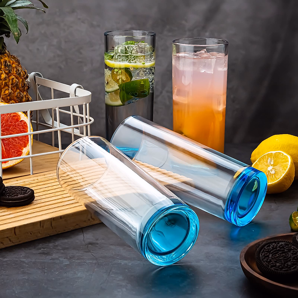 13oz Highball Glasses, Glodarea 8Pcs Tall Glass Sets, Lead-Free Crystal Glass Drinking Glasses, Water Glasses, Mojito Glass Cups, Tom Collins Bar Glassware, and Mixed Drink Cocktail Glass Set