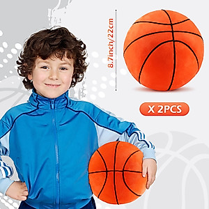 HyDren 2 Pcs Plush Baseball Football Basketball Rugby Pillow Soft Fluffy Sports Stuffed Throw Pillow Cute Ball Cushion for Bedroom Nursery Room Decoration(Basketball, 8.7 Inch)