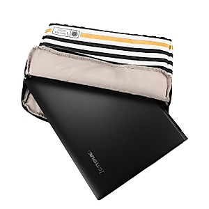 Slim Striped 12-inch Laptop Sleeve Compatible with Asus Laptop L210 E210, Chromebook C202 Flip C214, VivoBook Flip 12 S13, ZenBook 13 UX334 Flip S UX371 (Gold)
