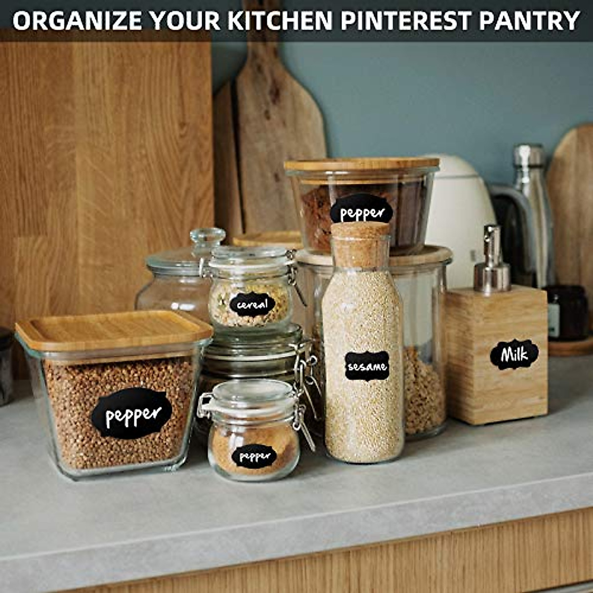 208PCS Chalkboard Labels Stickers, Waterproof Removable Erasable Decorative Premium Label Sticker with Chalk Marker for Pantry,Bottles,Mason Jars,Containers,Organize Your Kitchen&Office