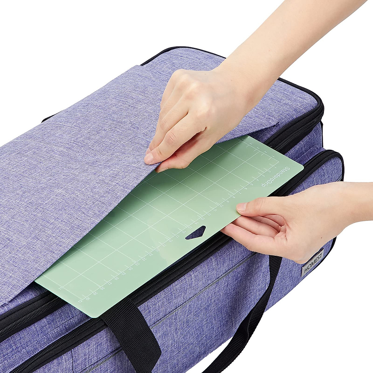 HOMEST Carrying Case with Mat Pocket for Cricut Maker 3, Cricut Explore Air 2, Cricut Maker, Cricut Explore 3, Large Front Pockets for Accessories and Supplies, Purple