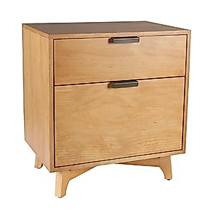 Amazon Brand – Stone & Beam Mid-Century 2-Drawer Cabinet, 21.7"W, Pine Finish
