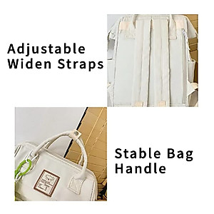 Kawaii Aesthetic Back to School Backpack for Girls and Boys Fashion School Bag in 3 Colors White (White)