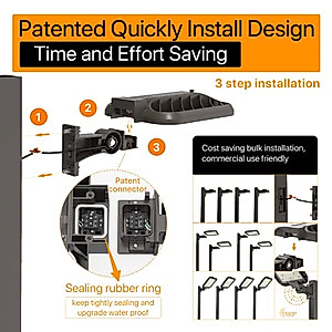 DEMILARE LED Parking Lot Lights Adjustable Arm Mount, Quick Installation Dusk to Dawn Street Area Light, 5000K Shoebox Light IP65 Waterproof, Commercial Lighting for Parking Lot, Gym, Driveways