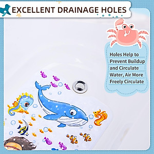 Wimaha Bathtub Mat Non Slip Kids, 40 X 16 Inch BPA Free Baby Bath Mat for Bathroom, Strong Grip Shower Mat Non Slip Bath Tub Mat with Suction Cups & Drain Holes, Machine Washable