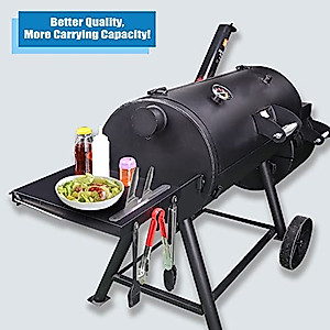 Utheer Grill Side Shelf for Oklahoma Joe's Highland Offset Smoker 15202031 and Highland Reverse Flow Smoker 17202052, fit Oklahoma Joe's Highland, Heavy Duty Steel Grill Side Shelf