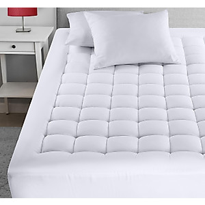 Utopia Bedding King Mattress Pad, Quilted Fitted Premium Mattress Protector, Deep Pocket Mattress Cover Stretches up to 16 Inches, Fluffy Pillow Top Mattress Topper (78x80 Inches, White)