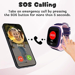 Spodus Smart Watch for Kids with GPS Tracker Cell Phone Watch for Girls 5-12 Video Call Watch with One-Key SOS Call Pedometer Alarm for Kids (Including SIM Card)