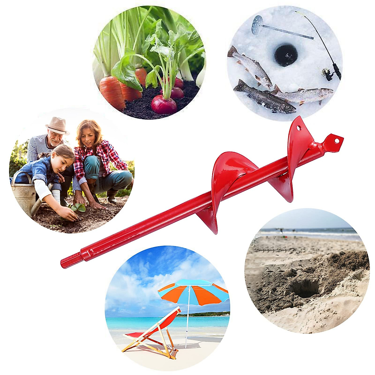 Bit for Planting 1.6"(D) x8.6"(L), Garden Ground Earth Spiral Drill Bit for 3/8" Hex Drive Drill Auger Bulb Planter Drill Bit Post Hole Digger Solid Shaft Heavy Duty Auger Spiral Drill Bit