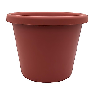 The HC Companies 14 Inch Round Classic Planter - Plastic Plant Pot for Indoor Outdoor Plants Flowers Herbs, Clay Color