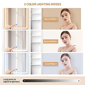 VOWNER Farmhouse Makeup Vanity Desk with Sliding Lighted Mirror & Power Outlet, Vanity Table Set with Hidden Shelves & 5 Drawers & Storage Stool for Bedroom