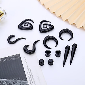 ORAZIO 93 Pcs Ear Gauges Stretching Kit 14G-00G Ear Gauges Expander Set Acrylic Spiral Tapers and Plugs Gauges for Ears Silicone Snail Tunnels Horseshoes Body Piercing Jewelry Set