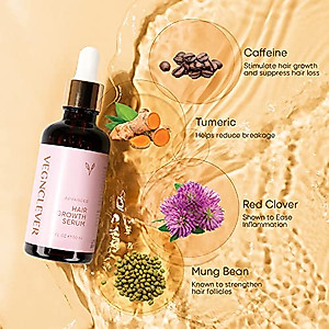 Vegnclever Hair Growth Serum - 100% Vegan Intensive Hair Gro Serum - Natural Hair Loss and Regrowth Treatment for Women & Men, Hair Thickening Products for Fuller-looking, Thicker and Healthier Hair, 50ML