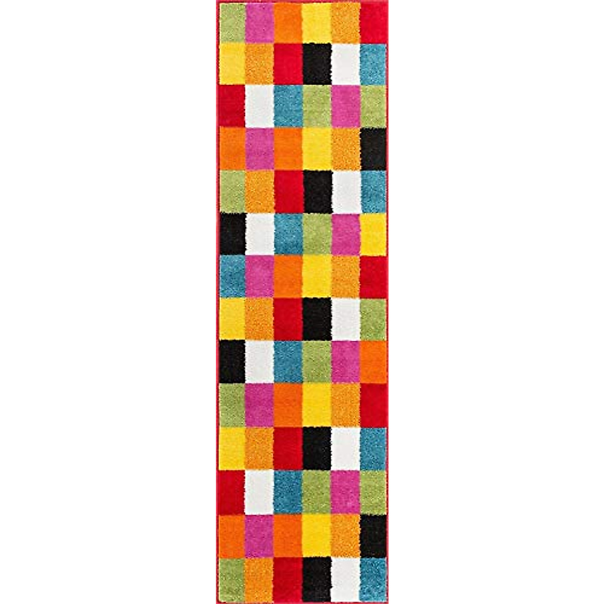 Well Woven Modern Rug Squares Multi Geometric Accent Area Rug 2'X7'3'' Runner Entry Way Bright Kids Room Kitchn Bedroom Carpet Bathroom Soft Durable Area Rug