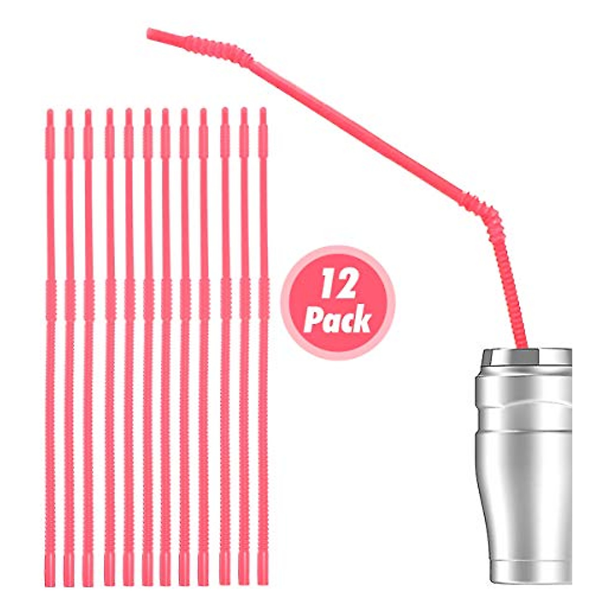 Made in USA Extra Long Reusable Drinking Straws 22 Inches long Ideal for Limited Mobility Situations Dishwasher Safe FDA Grade BPA-Free Material 12 Pieces
