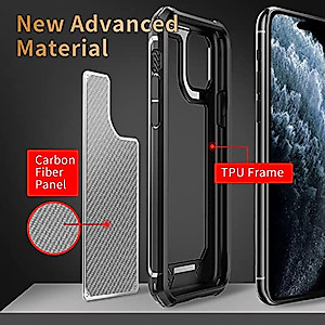 Tuerdan iPhone 14 Pro Max Case, [Military Grade Shockproof] [Hard Carbon Fiber Back] [Soft TPU Bumper Frame] Anti-Scratch, Fingerprint Resistant, Protective Phone Case, 6.7 Inch (Black)