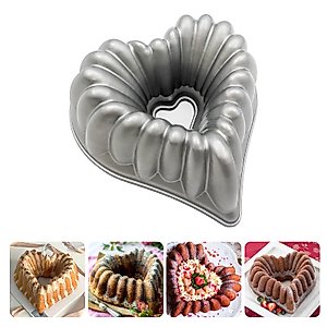 WBJKZJD Charlotte Cake Mold Aluminium Kitchen Accessories Decoration Christmas Wedding Family 3D Charlotte Cake Pan (Love heart shape)